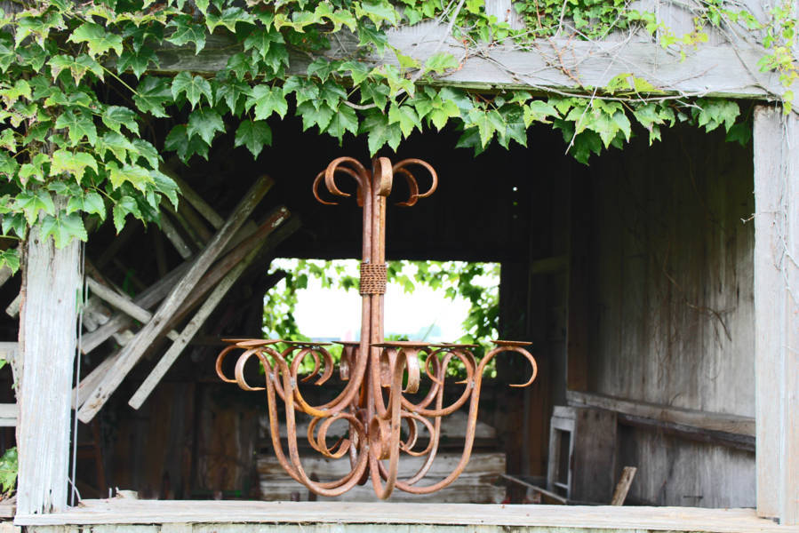 Wrought Iron Old Camelot Chandelier - Real Candles