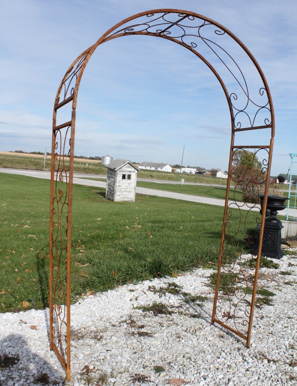 Wrought Iron Palmer Garden Arbor - Metal Entrance Arch