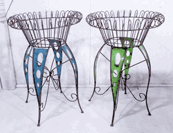 Wrought Iron Plant Stands Painted Legs Choose Green or Blue