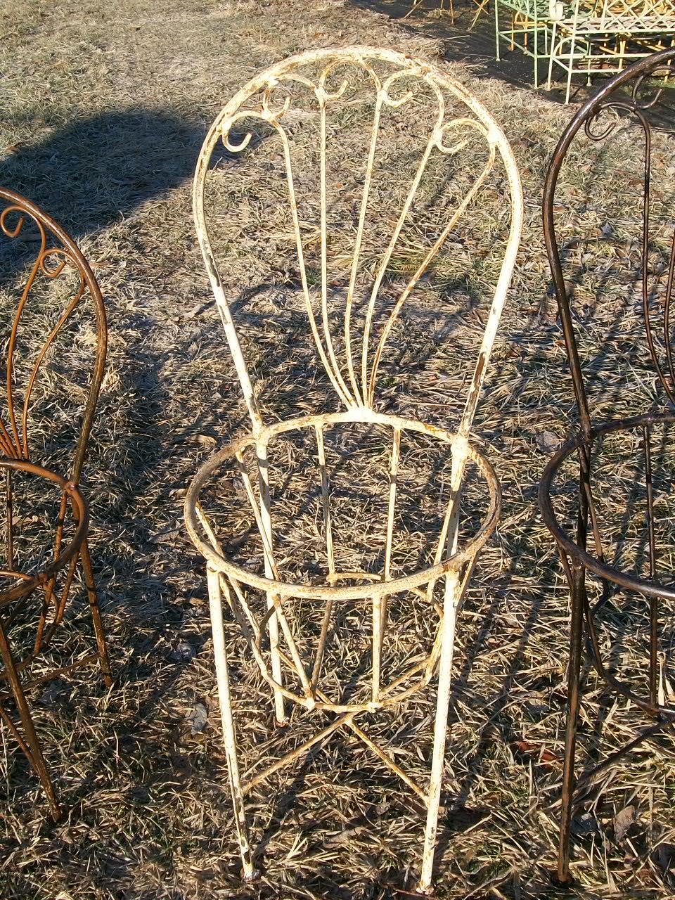 Wrought Iron Planter Chair Pot Holder - Small Plant Stand