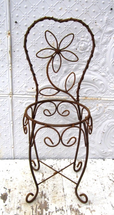 Wrought Iron Potting Chair - Metal Pot Holder OUT OF STOCK