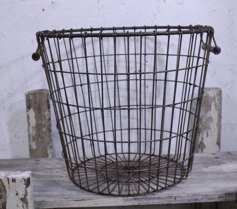 Wrought Iron Round Baskets 3 Sizes Industrial, Laundry Containers