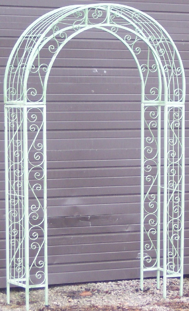 Wrought Iron Round Top Garden Trellis - Double Arches - 60"