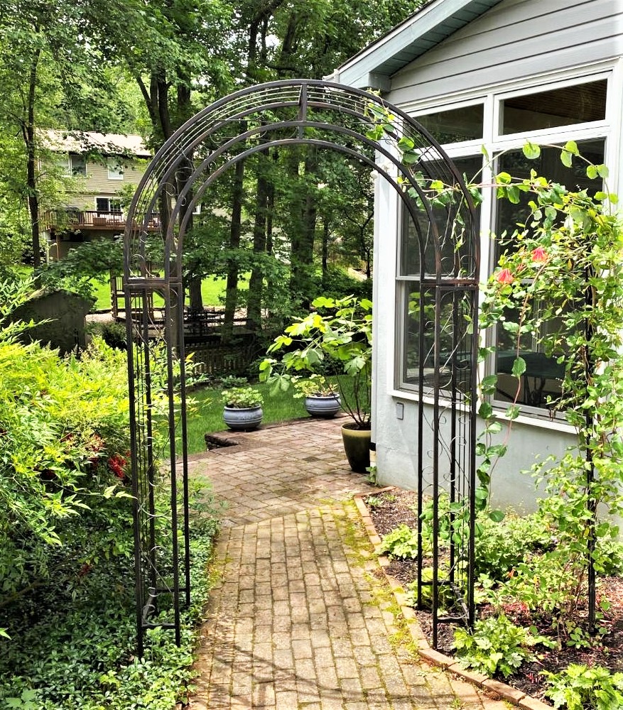 Wrought Iron Round Top Garden Trellis - Double Arches - 60"