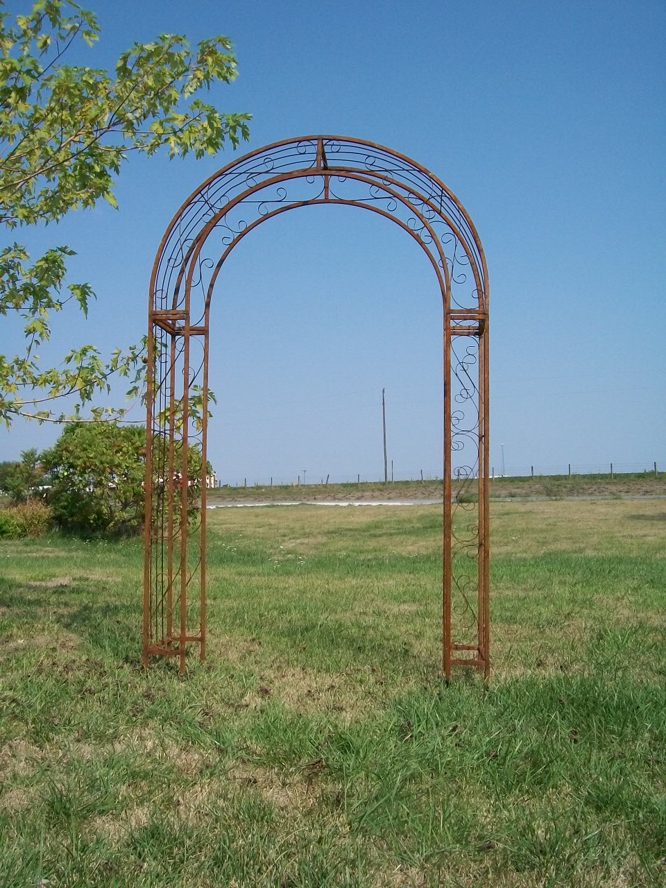 Wrought Iron Round Top Garden Trellis - Double Arches - 60"