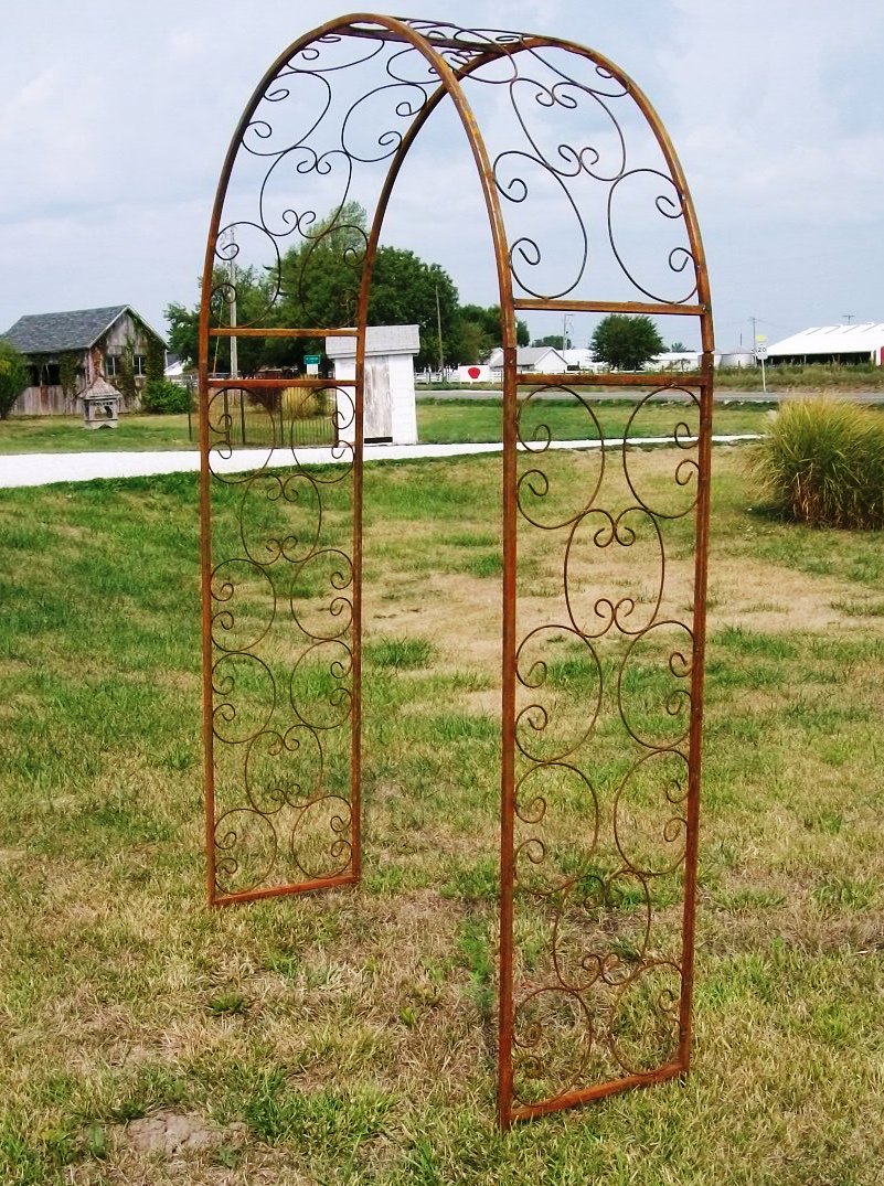 Wrought Iron Shell Flower Arbor - Antique Style Arch Trellis