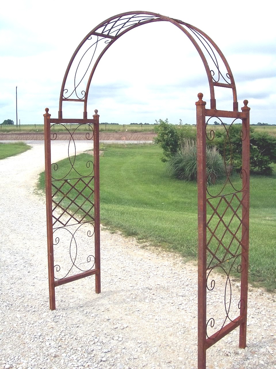 Wrought Iron Skyview Arbor & Trellis - Flower Arch