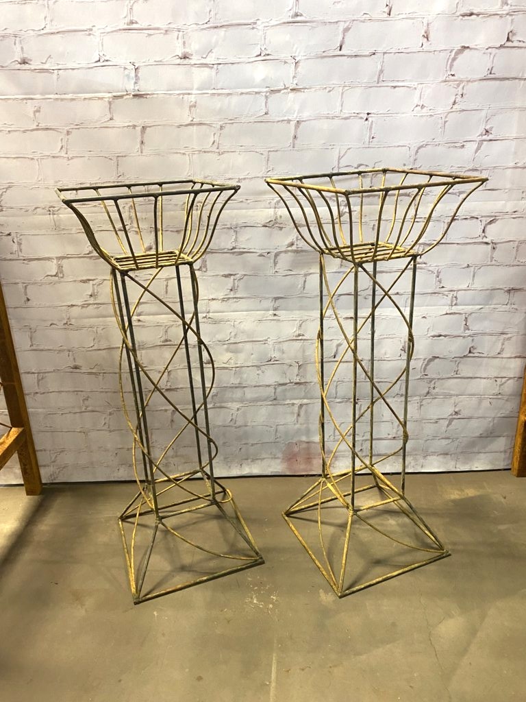 Wrought Iron Small Column Plant Stand Decorative Container
