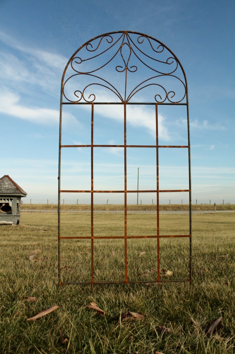 Wrought Iron Spade Trellis 76" Tall Garden Flower Support