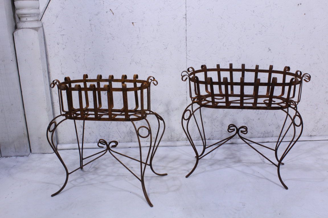 Wrought Iron Strap Plant Stands 2 Sizes Pot Holders
