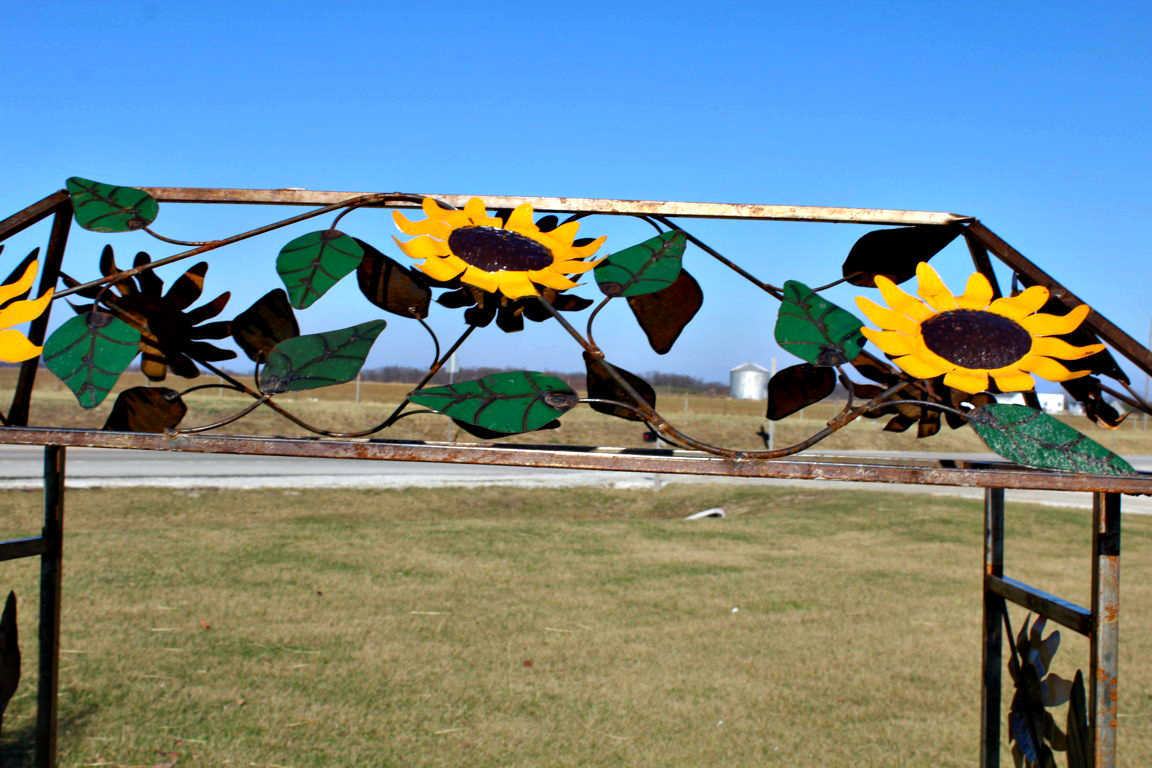 Wrought Iron Sunflower Arbor Plant Support Trellis