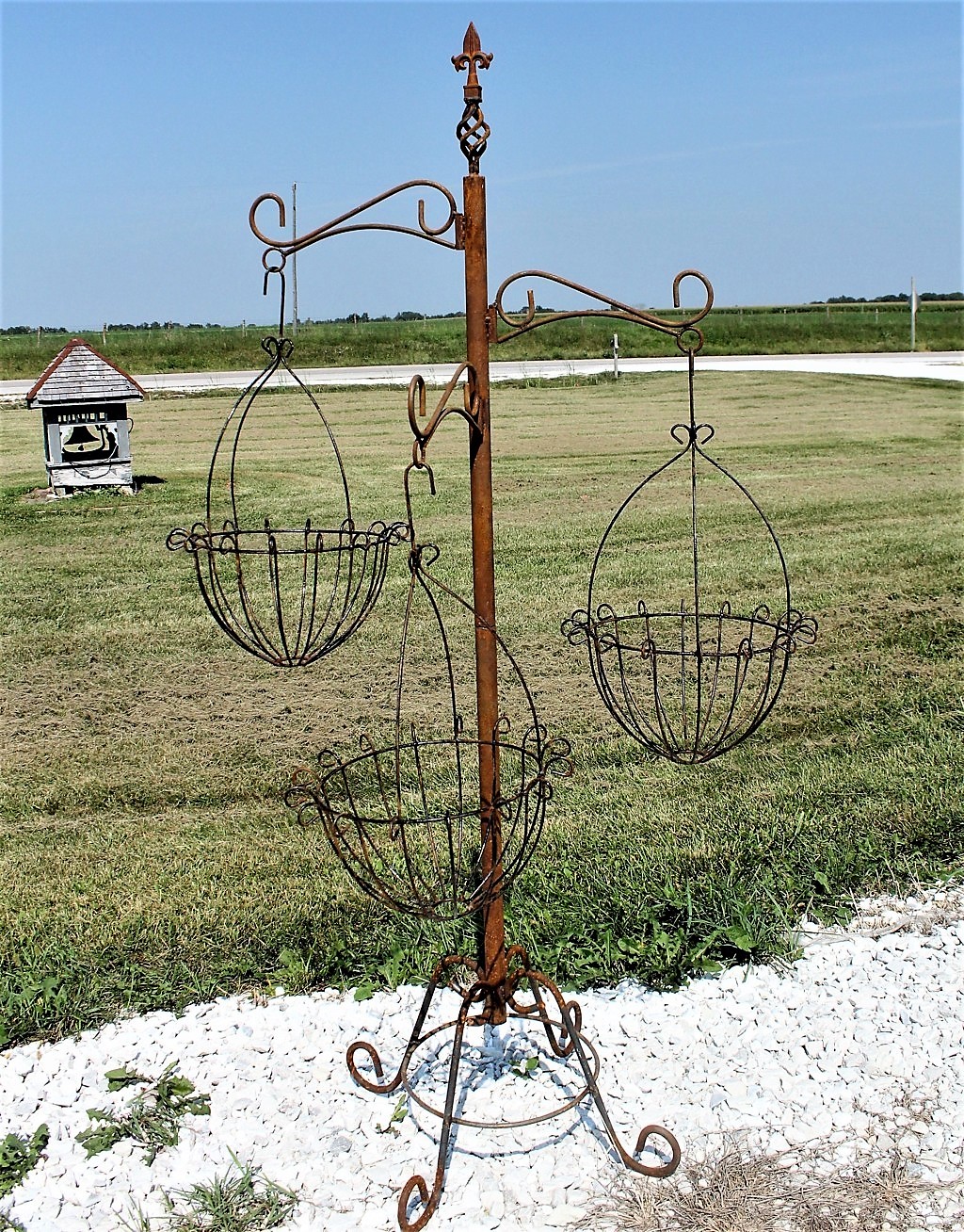 Wrought Iron Tree with Baskets Flower Plant Stand