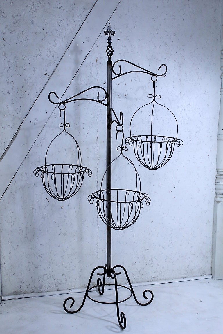 Wrought Iron Tree with Baskets Flower Plant Stand