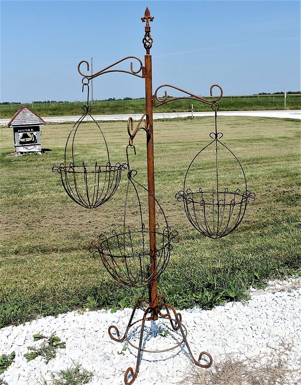Wrought Iron Tree with Baskets Flower Plant Stand