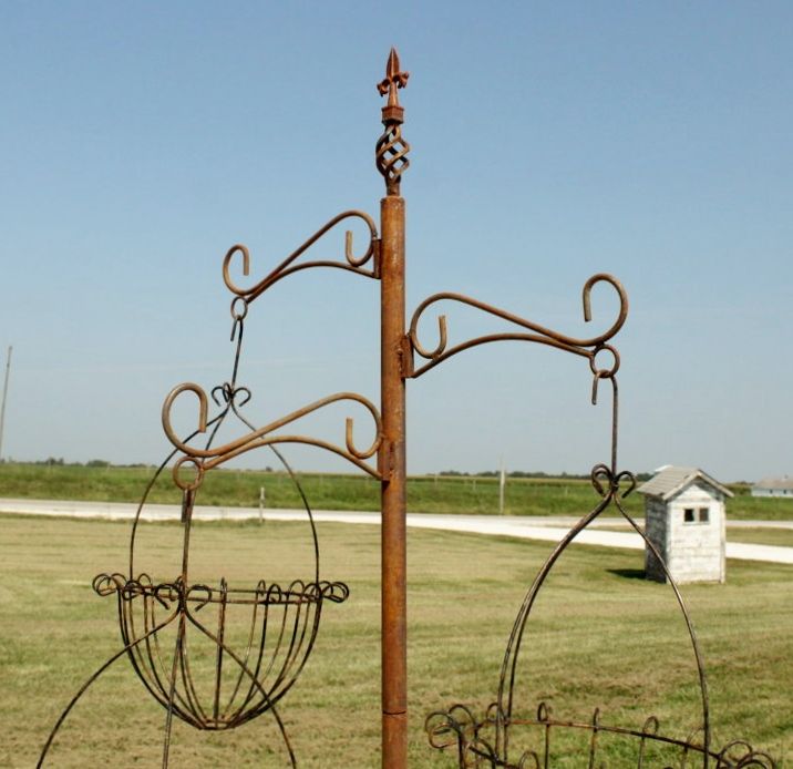 Wrought Iron Tree with Baskets Flower Plant Stand
