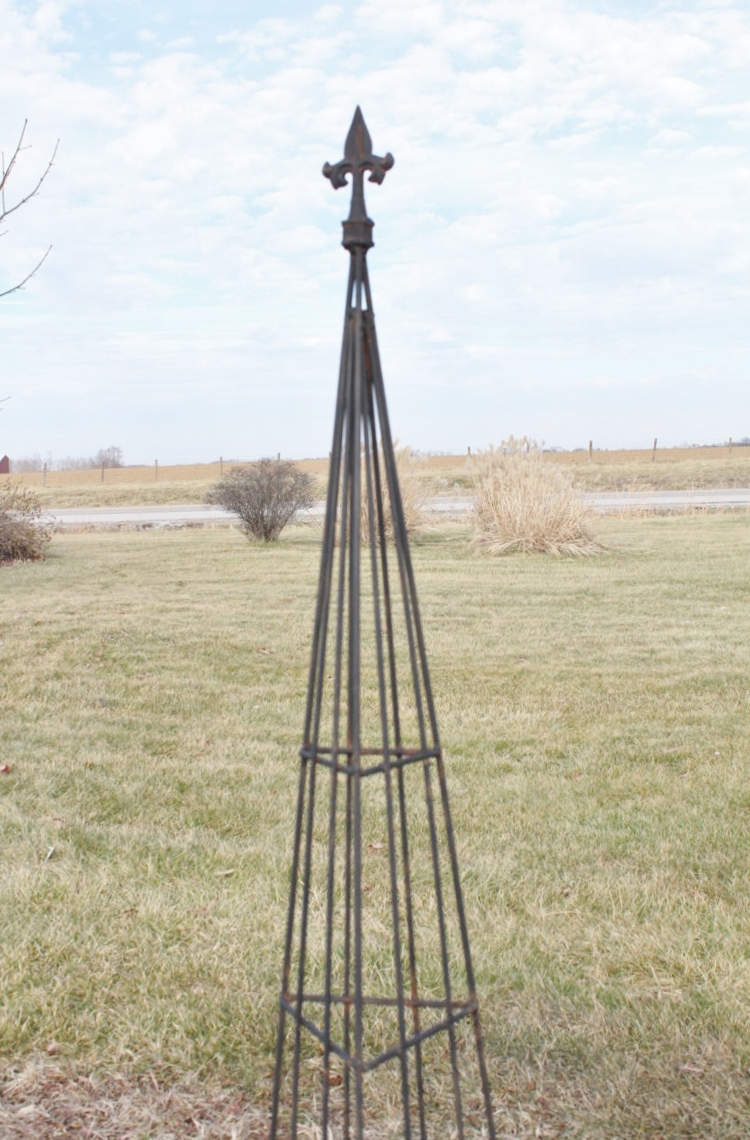 59" Triangle Topiary w/ Cast Iron Finial - Garden Tuteur