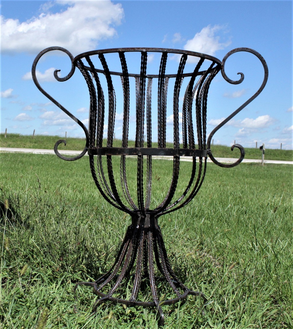 31.5" Wrought Iron Midwestern Strap Urn Decorative Container