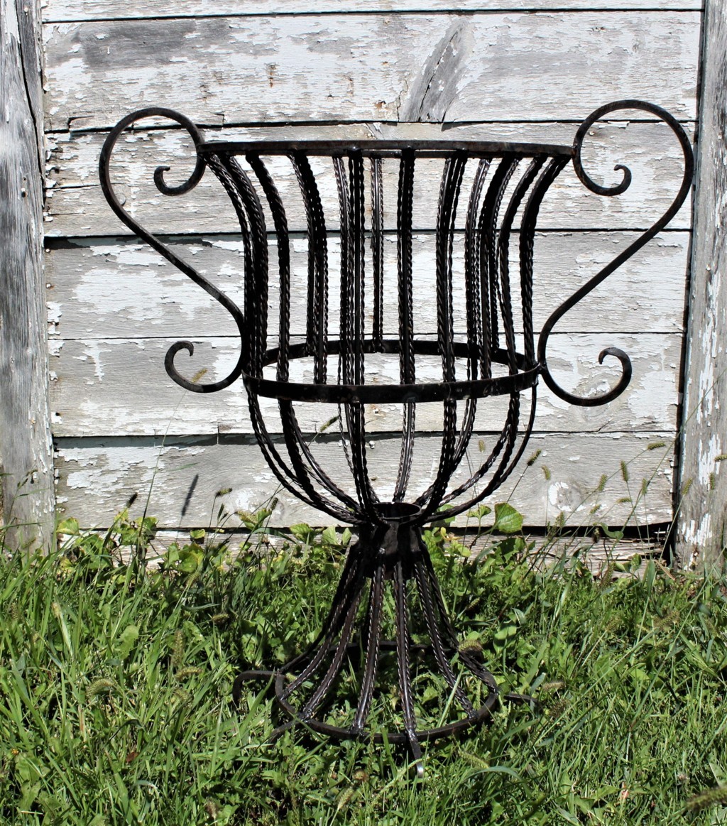 31.5" Wrought Iron Midwestern Strap Urn Decorative Container