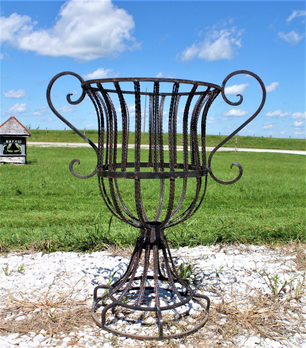 31.5" Wrought Iron Midwestern Strap Urn Decorative Container