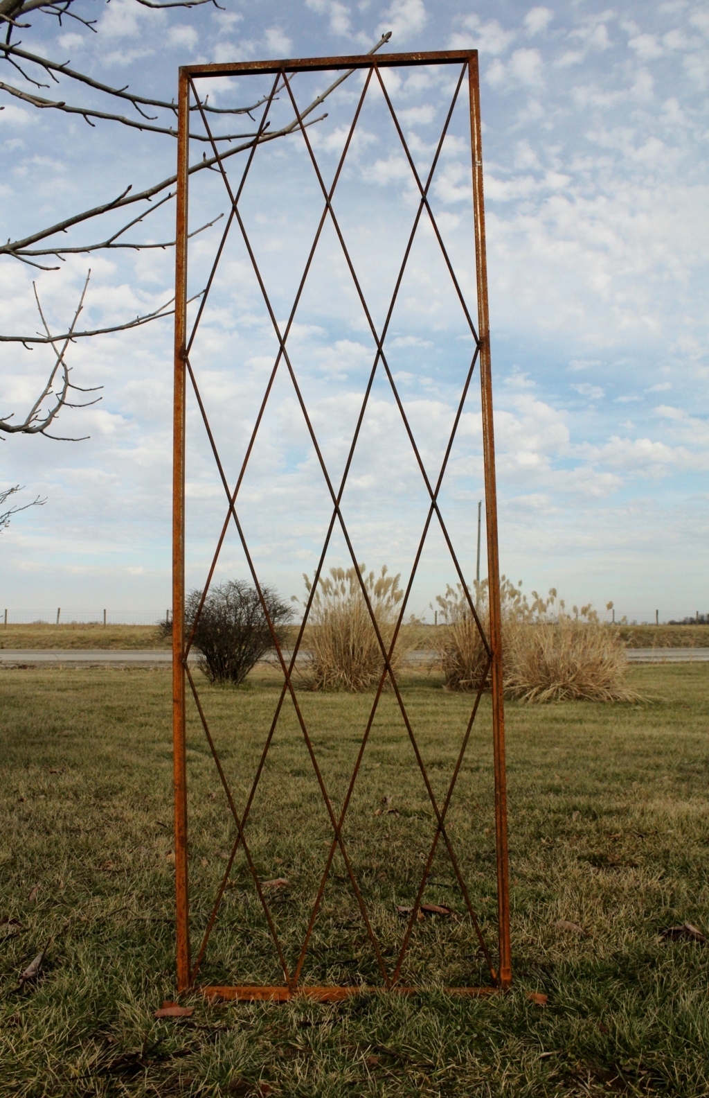 Wrought Iron X Trellis Plant Support Garden Accent