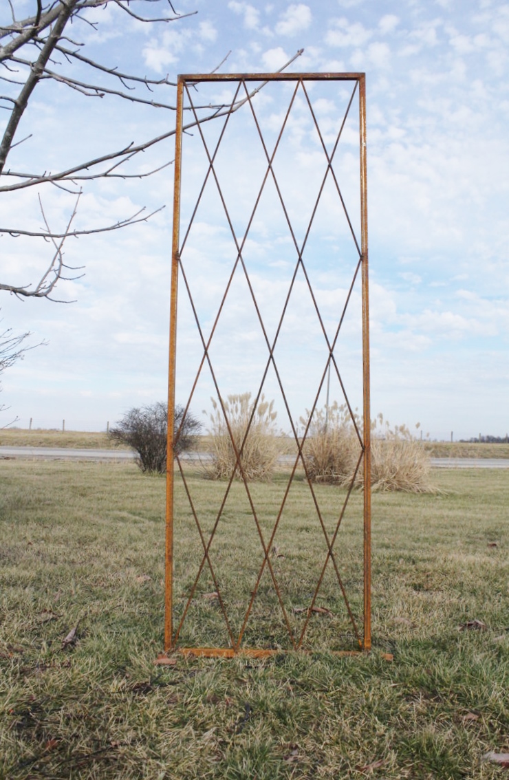 Wrought Iron X Trellis Plant Support Garden Accent