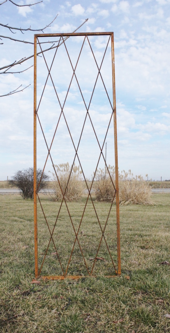 Wrought Iron X Trellis Plant Support Garden Accent