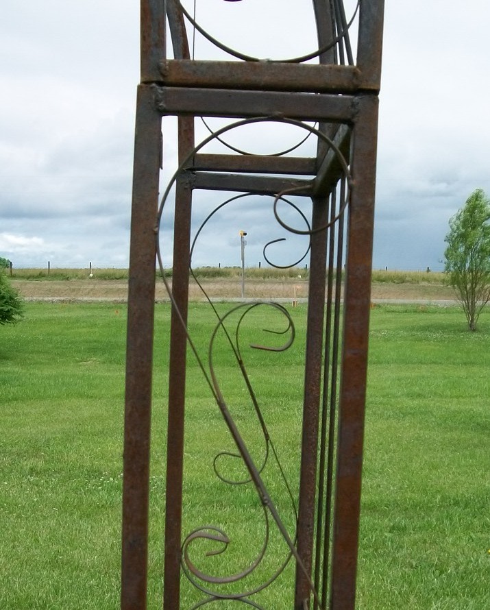 Wrought Iron XL Round Top Arbor - Flower Garden Arch