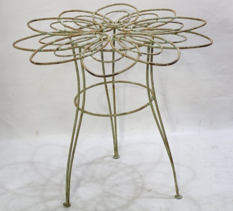 Wrought Iron Child's Flower Table Metal Outdoor Seating
