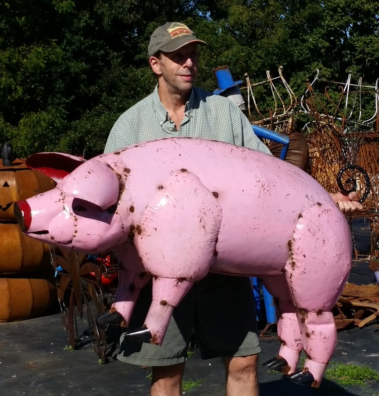 XL Large Metal Palmer Pink Pig Farm Animals Swine Lawn Decor
