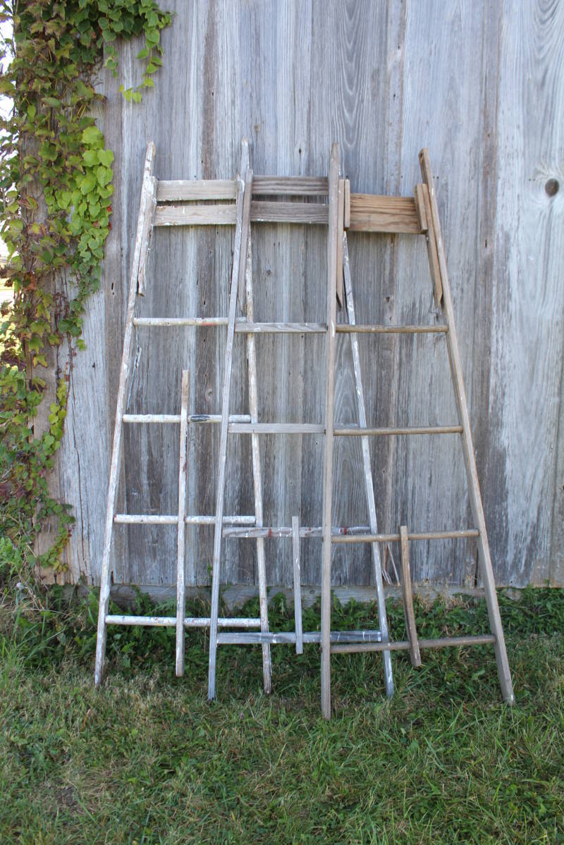You Get 3 Vintage Ladder Backs with Shelves