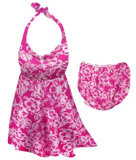 SOLD OUT! Customizable Plus Size Pink Tropical Flowers Print Halter or ...