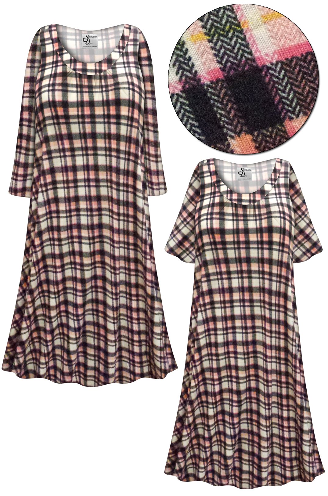 SOLD OUT! Plus Size Black White & Pink Plaid Print Sleep Gown - Muumuu ...
