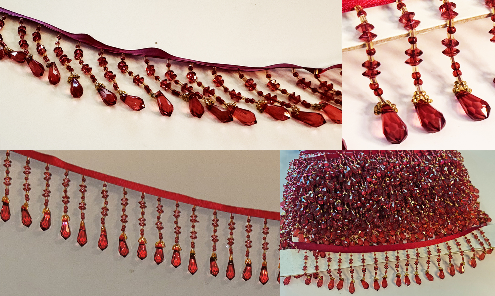 CLOSEOUT CLEARANCE! 095 Sparkly Dark Red Hanging Acrylic Crystal Beaded ...