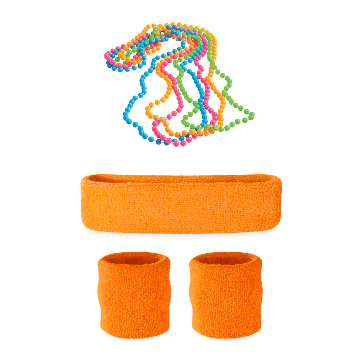 CLOSEOUT CLEARANCE! Neon Orange Sweatbands and Necklace Costume Accessories