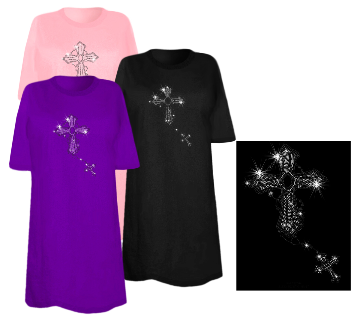 SALE! Big Cross on Smaller Cross Chain Sparkly Rhinestud Rhinestones ...