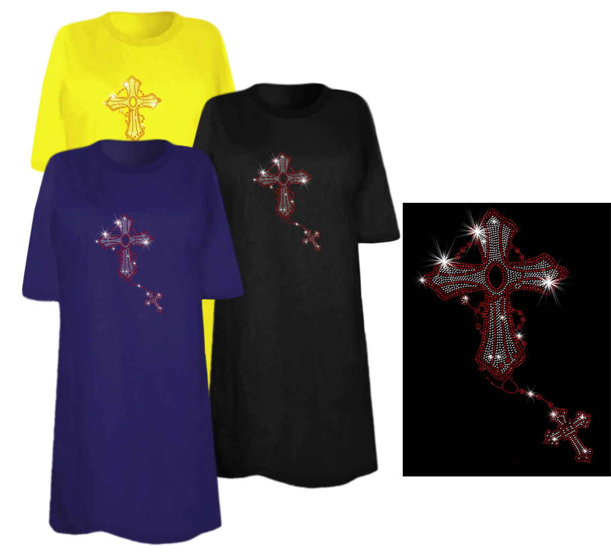 SALE! Big Red Cross On Chain With Smaller Cross Rosary Style Sparkly ...