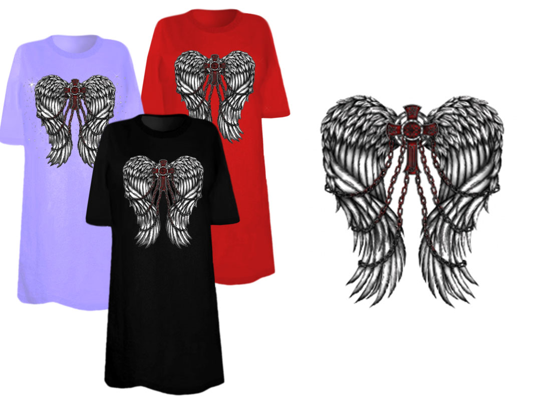 SOLD OUT! SALE! Cross & Chains Wings Plus Size & Supersize T-Shirts S M ...