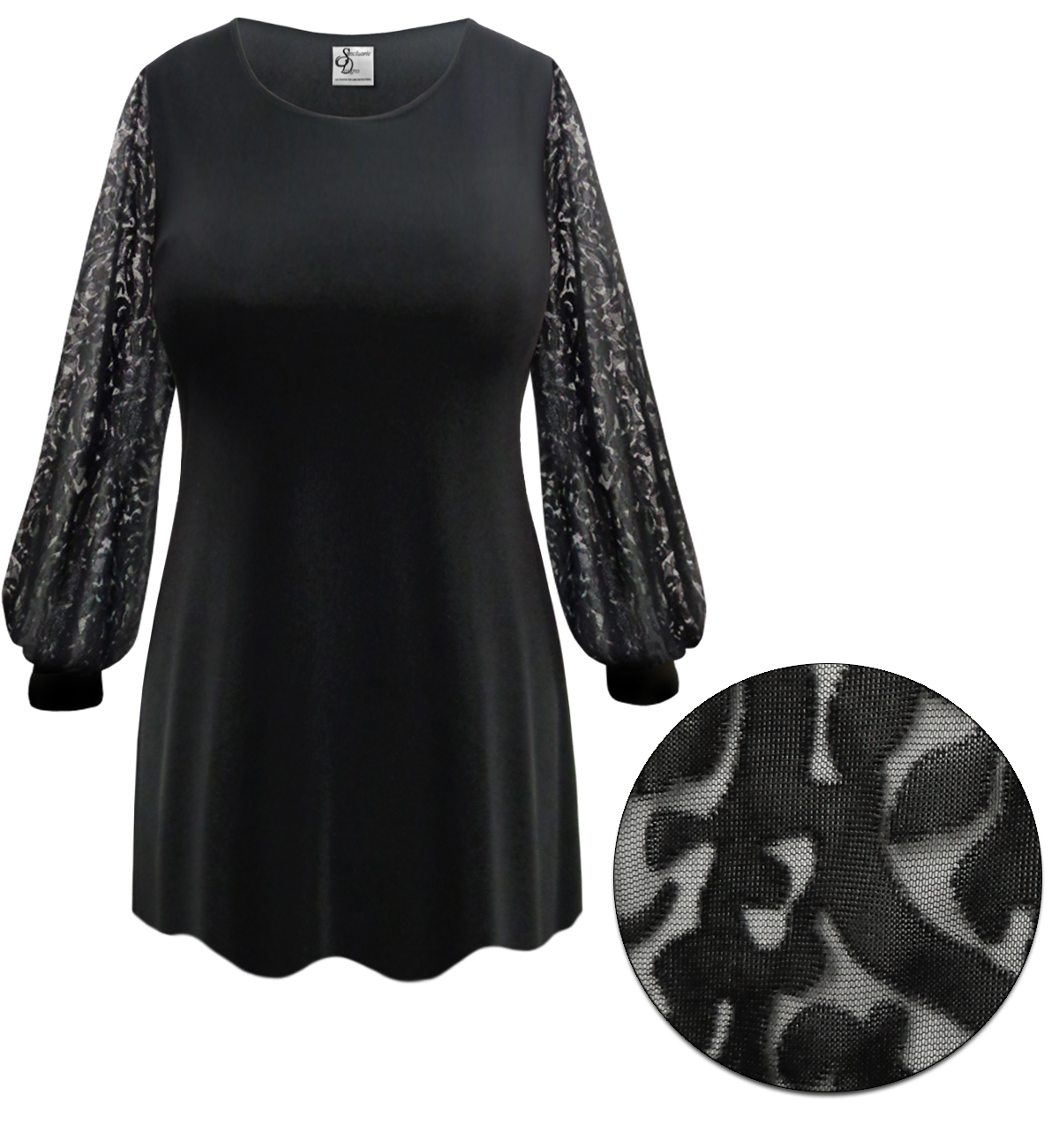 SALE Customizable Plus Size Semi Sheer Damask Print Sleeves Tops Sizes