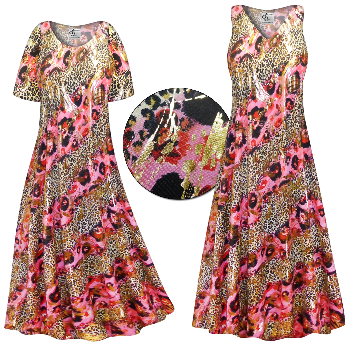 SOLD OUT! SALE! Pink Leopard with Gold Metallic Slinky Print Plus Size ...