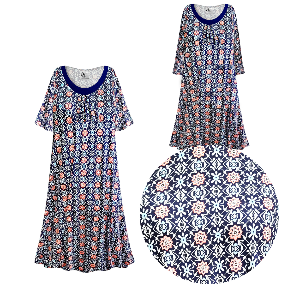 SOLD OUT! Plus Size Women's Moroccan Blue Dream Jersey Print Sleep Gown ...