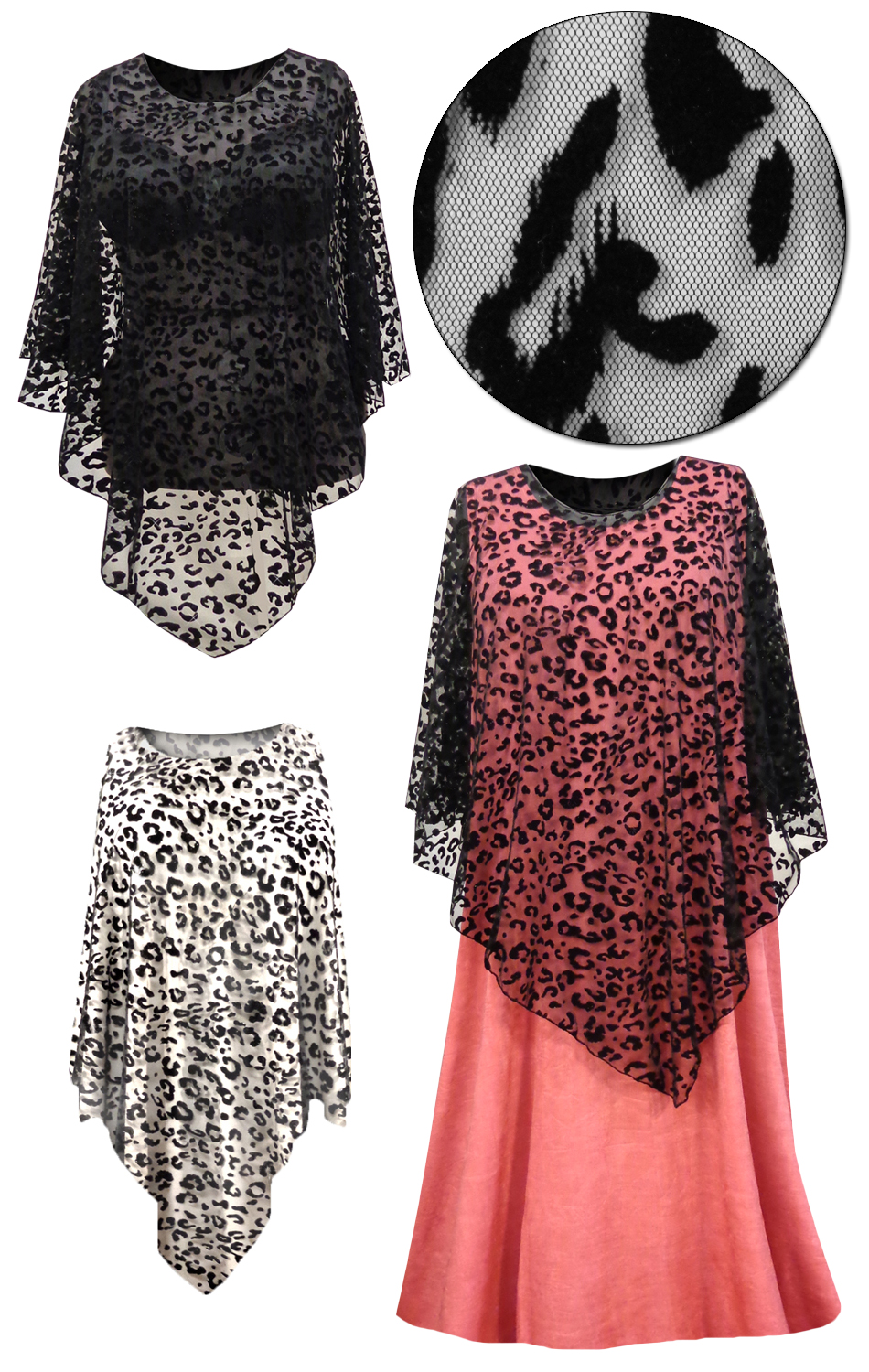 SALE! Sheer Lace Black Velvet Leopard Spots on Sheer Lace See Through ...