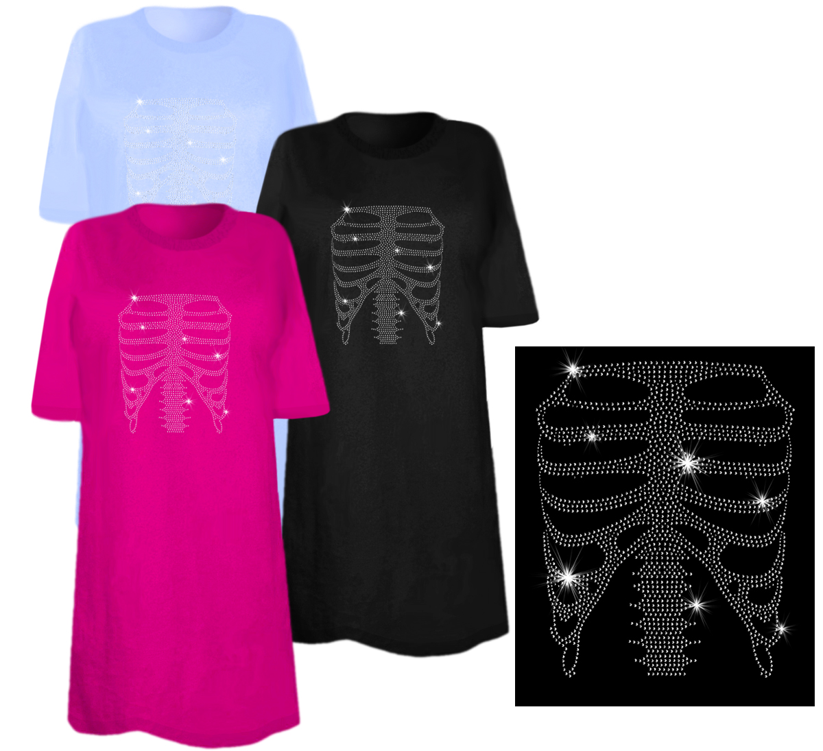 SOLD OUT! SALE! Rib Cage Skeleton Sparkly Rhinestud Rhinestones Plus ...