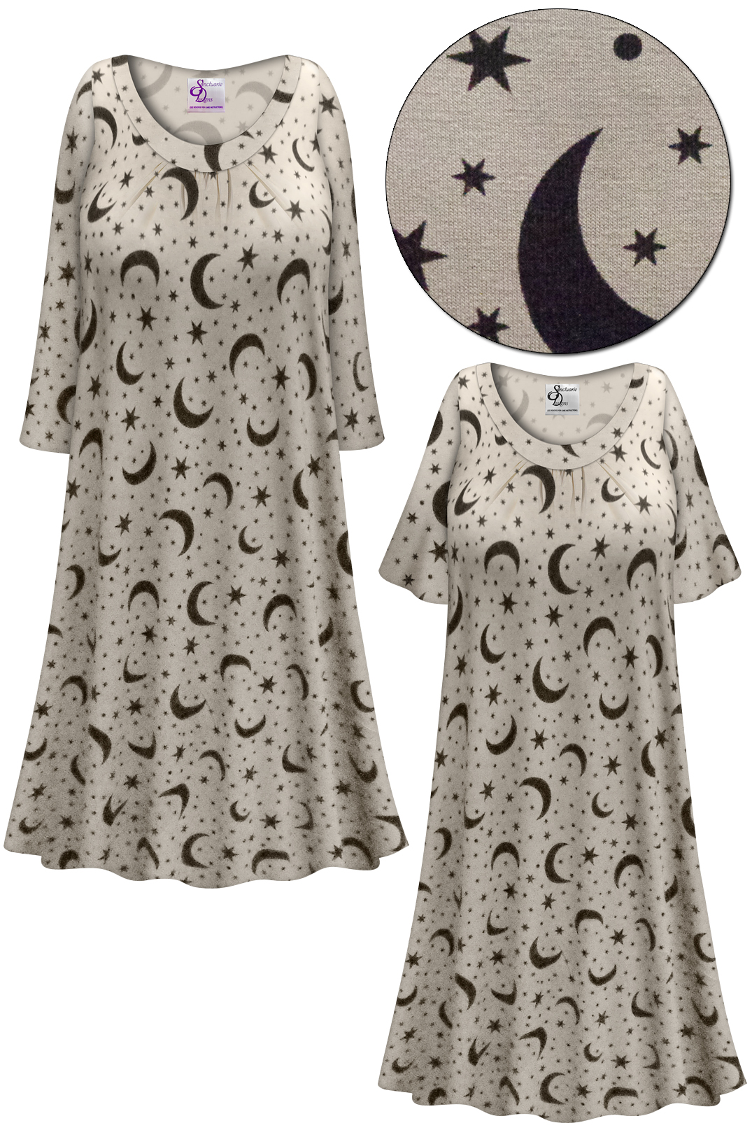 CLOSEOUT CLEARANCE! Plus Size Moon & Stars Print Sleep Gown - Muumuu - Moo Moo Dress 4x