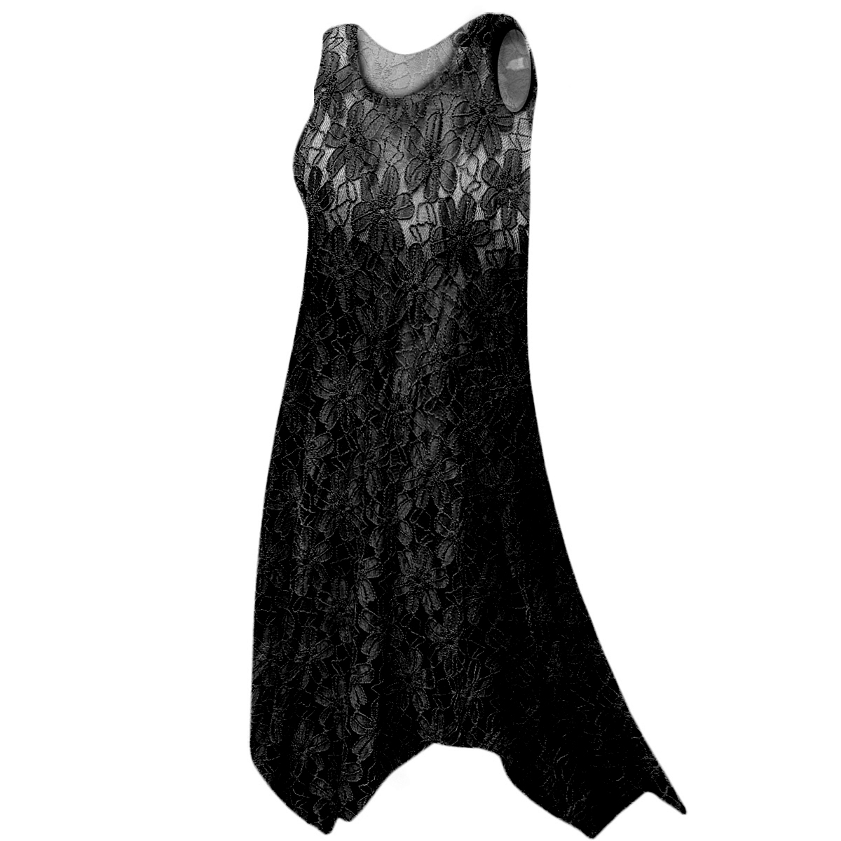 Plus Size Black Sheer Lace Sharktail Hem Swimsuit Cover Up or Dress ...