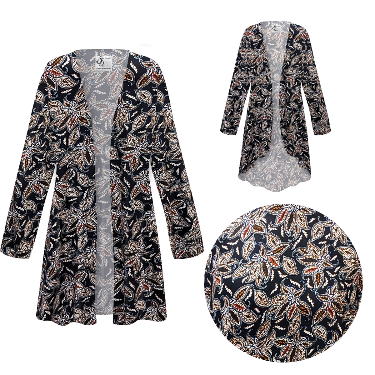 Plus Size Floral Delight Rayon Women's Jackets & Dusters Customizable ...