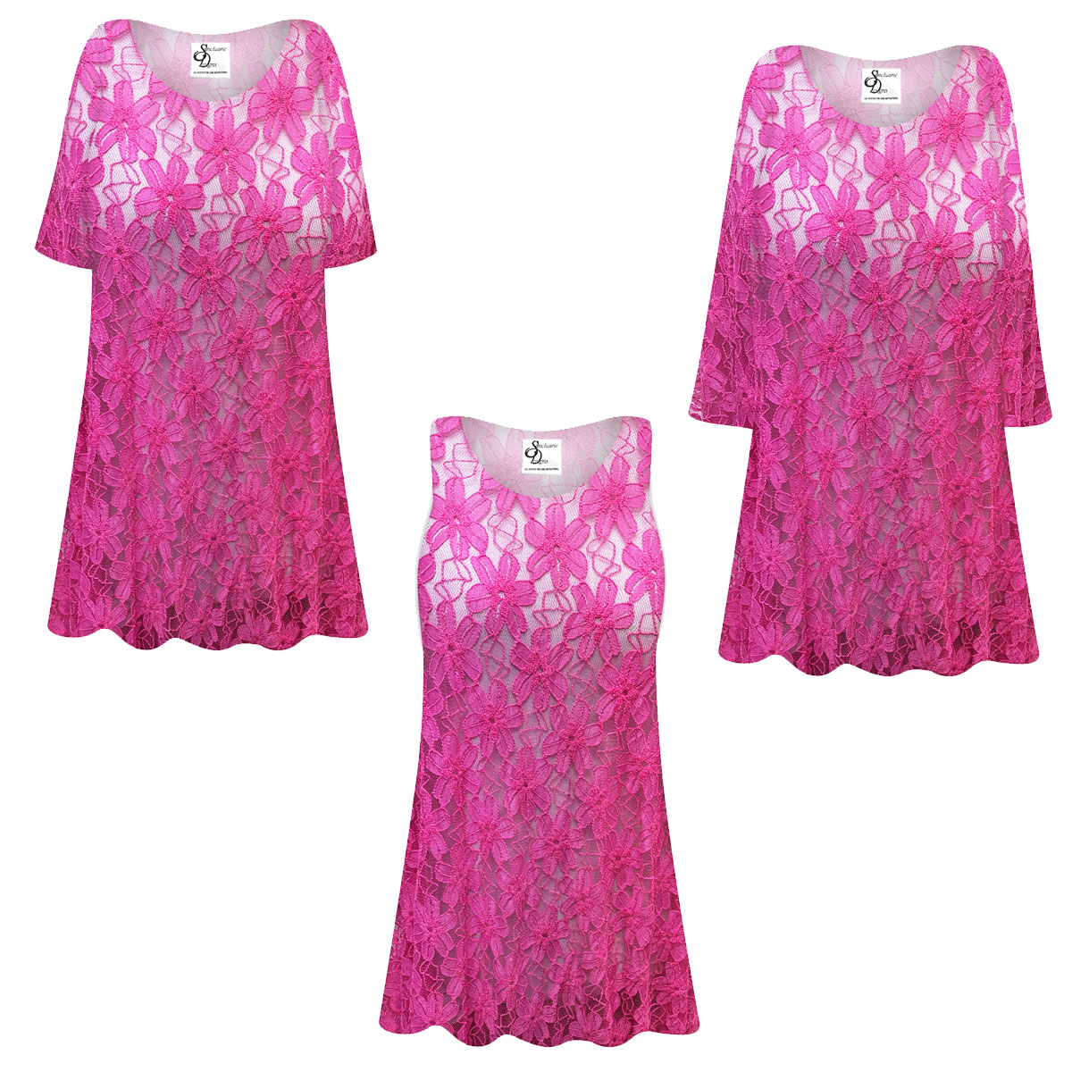 Plus Size Hot Pink Extra Long Women's Ultra Soft Tops Customizable