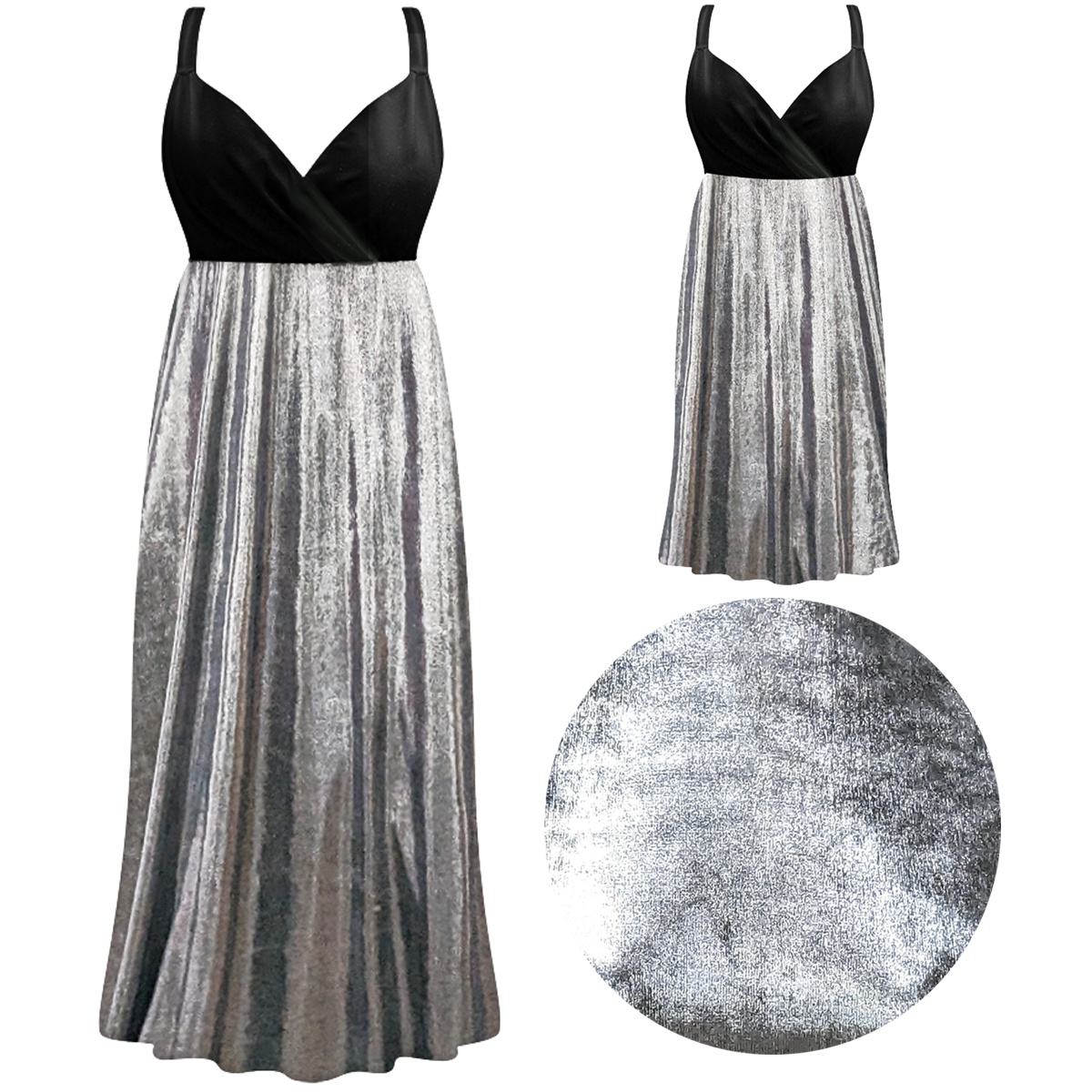 Plus Size Silver Shade Metalic Slinky Empire Waist Womens Dress ...