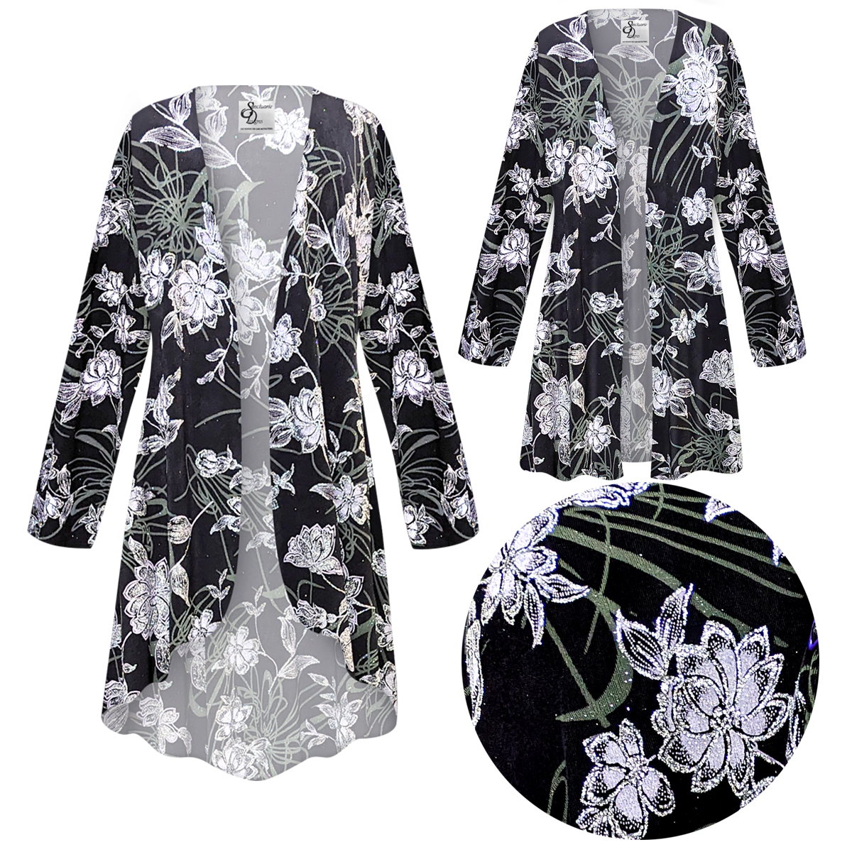 SOLD OUT! CLOSEOUT CLEARANCE! Plus Size Silver Sparkle Floral Slinky ...