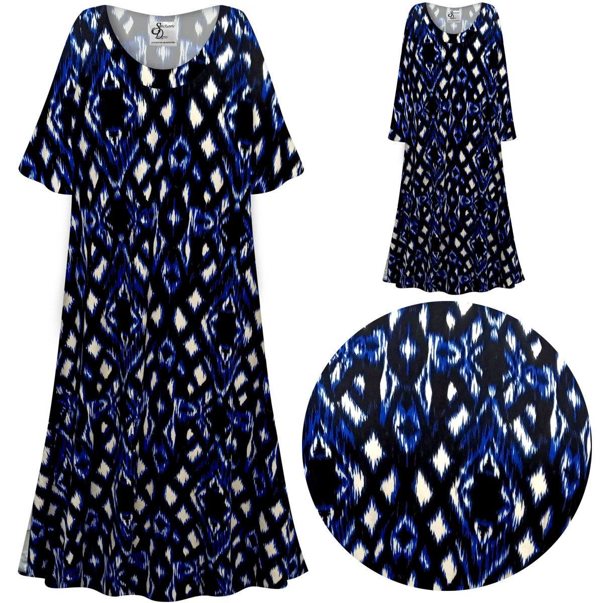 Plus Size Women's Black Diamond Print Sleep Gown - Muumuu - Moo Moo ...