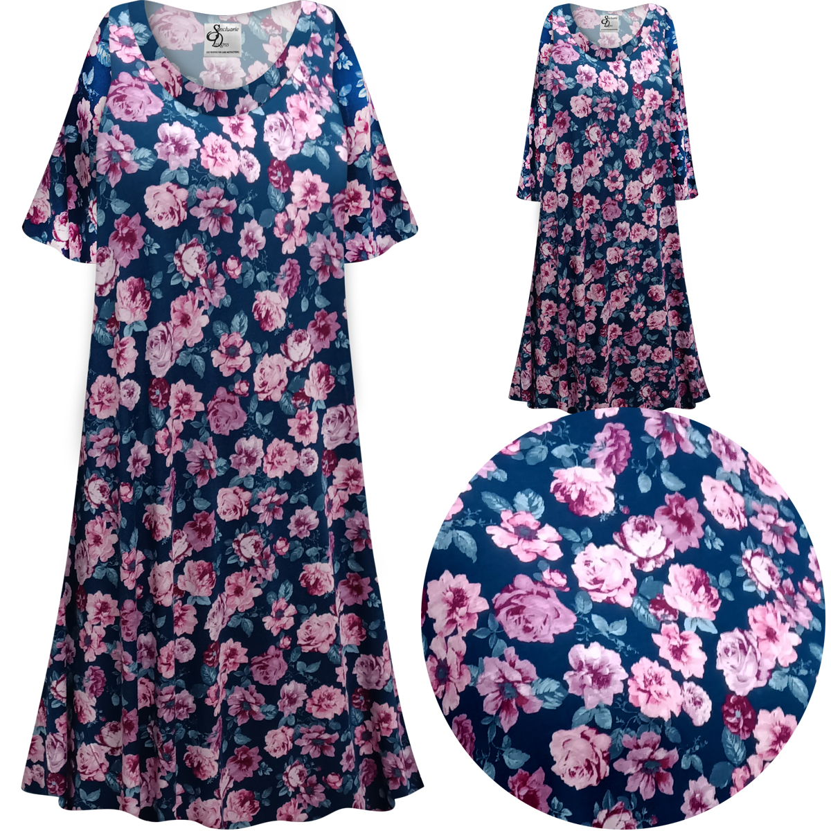 Plus Size Women's Teal Garden Floral Print Soft Rayon Sleep Gown - Muumuu - Moo Moo Dress ...